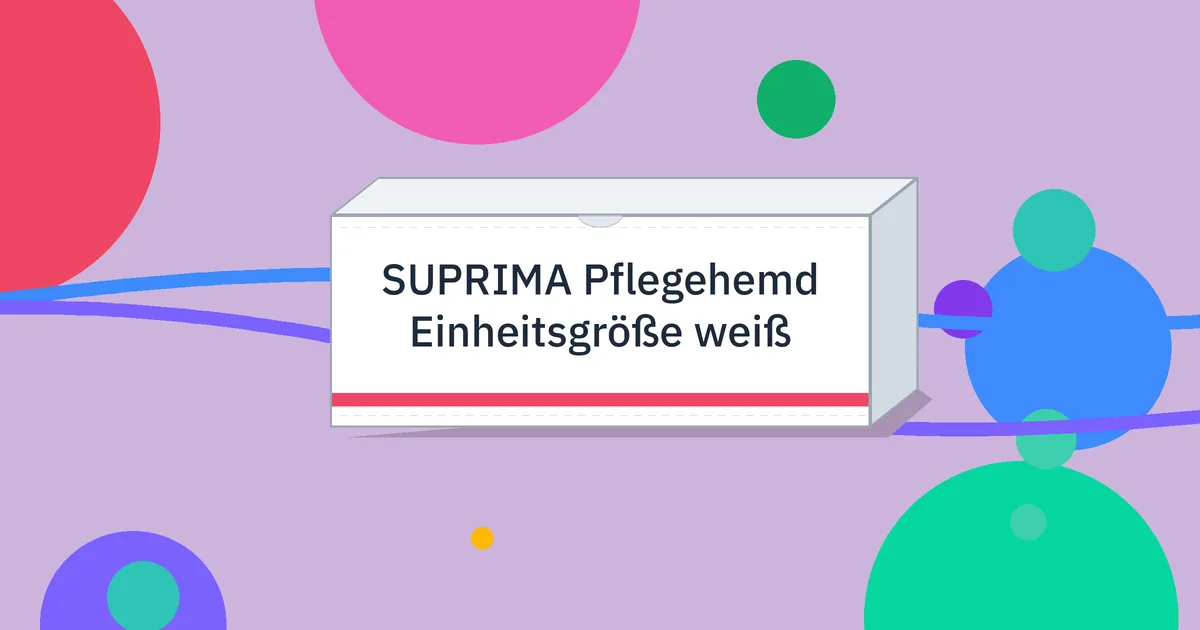 Symbolbild: Packung mit der Aufschrift SUPRIMA Pflegehemd Einheitsgröße weiß (PZN 09376706) – Verfügbarkeit und Bezug in Apotheken in Frankfurt am Main