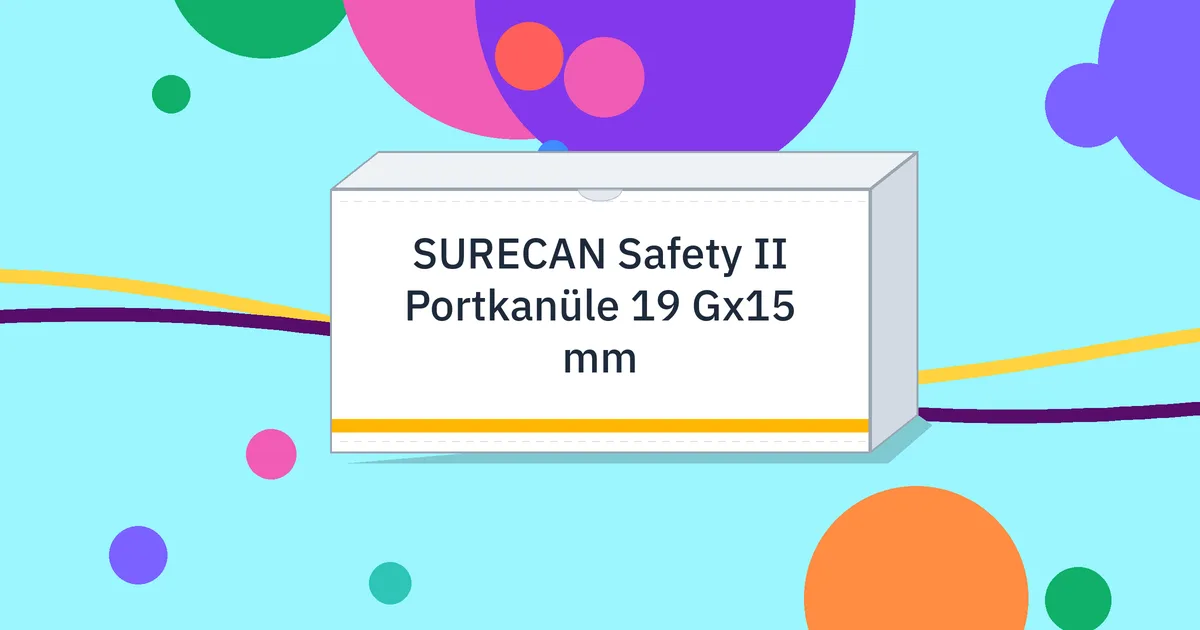 Symbolbild: Packung mit der Aufschrift SURECAN Safety II Portkanüle 19 Gx15 mm (PZN 20691377) – Verfügbarkeit und Bezug in Apotheken in Frankfurt am Main