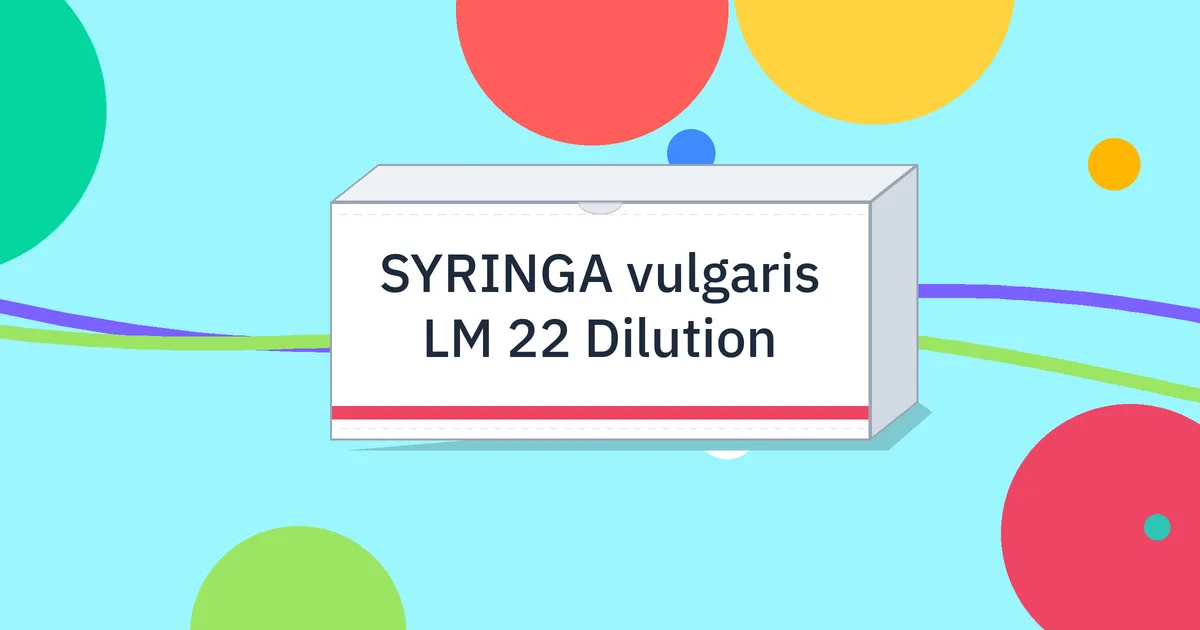 Symbolbild: Packung mit der Aufschrift SYRINGA vulgaris LM 22 Dilution (PZN 13685732) – Verfügbarkeit und Bezug in Apotheken in Frankfurt am Main