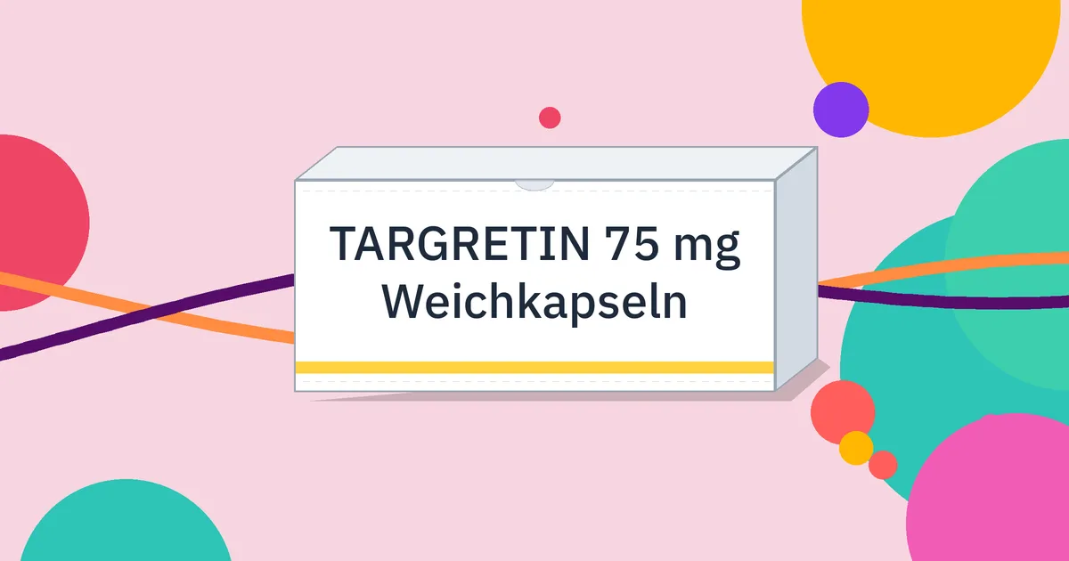 Symbolbild: Packung mit der Aufschrift TARGRETIN 75 mg Weichkapseln (PZN 08840509) – Verfügbarkeit und Bezug in Apotheken in Frankfurt am Main