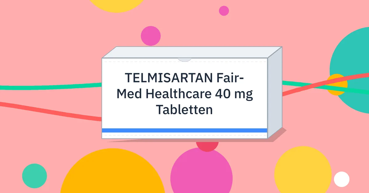 Symbolbild: Packung mit der Aufschrift TELMISARTAN Fair-Med Healthcare 40 mg Tabletten (PZN 14321647) – Verfügbarkeit und Bezug in Apotheken in Frankfurt am Main