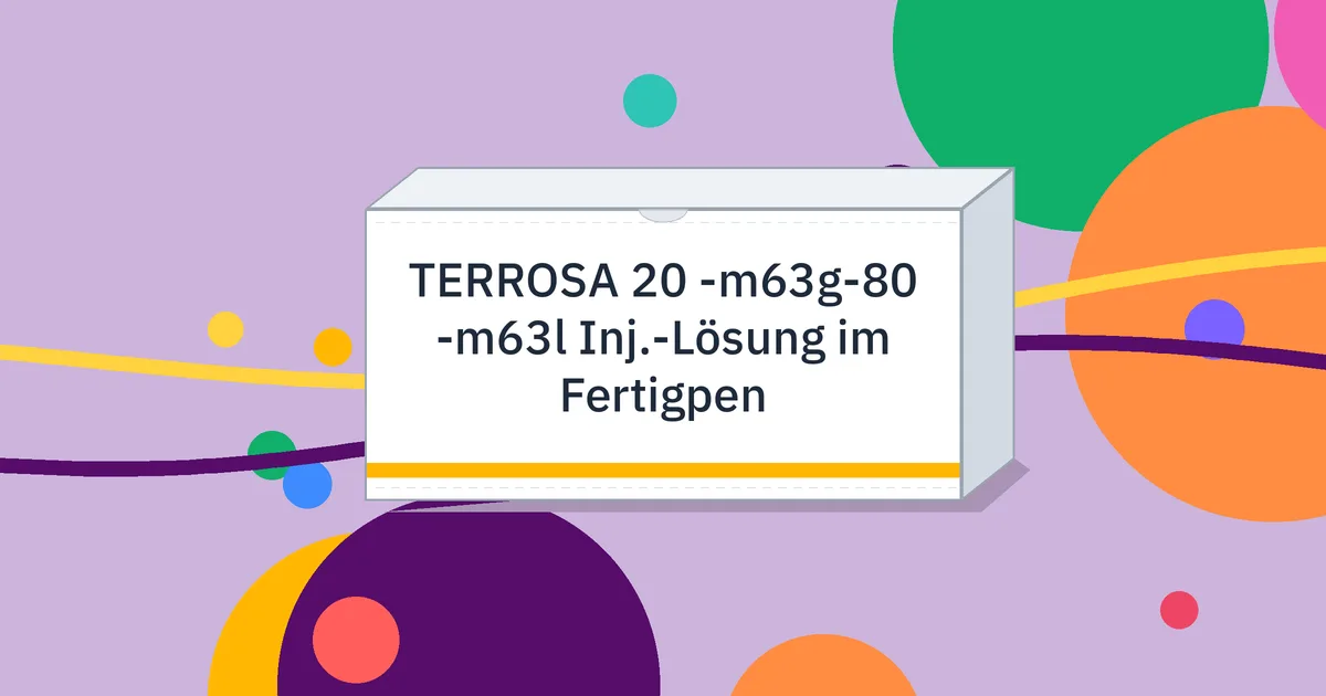 Symbolbild: Packung mit der Aufschrift TERROSA 20 -m63g-80 -m63l Inj.-Lösung im Fertigpen (PZN 20109012) – Verfügbarkeit und Bezug in Apotheken in Frankfurt am Main