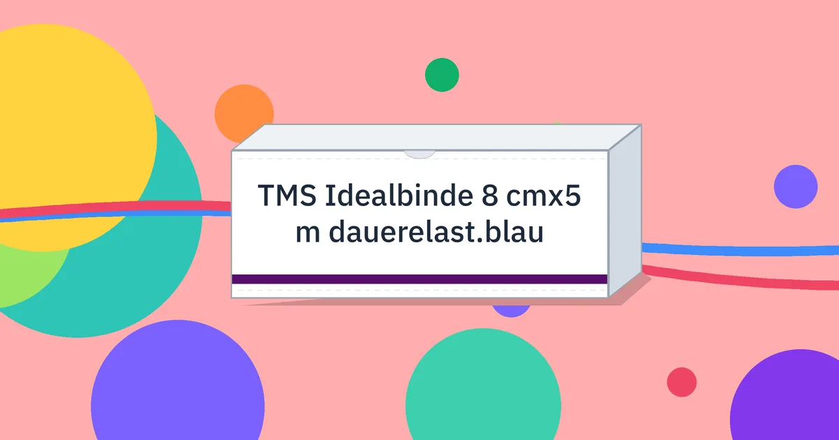 Symbolbild: Packung mit der Aufschrift TMS Idealbinde 8 cmx5 m dauerelast.blau (PZN 18317111) – Verfügbarkeit und Bezug in Apotheken in Frankfurt am Main