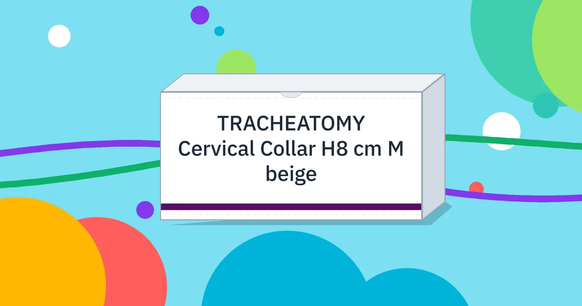 Symbolbild: Packung mit der Aufschrift TRACHEATOMY Cervical Collar H8 cm M beige (PZN 04991625) – Verfügbarkeit und Bezug in Apotheken in Frankfurt am Main