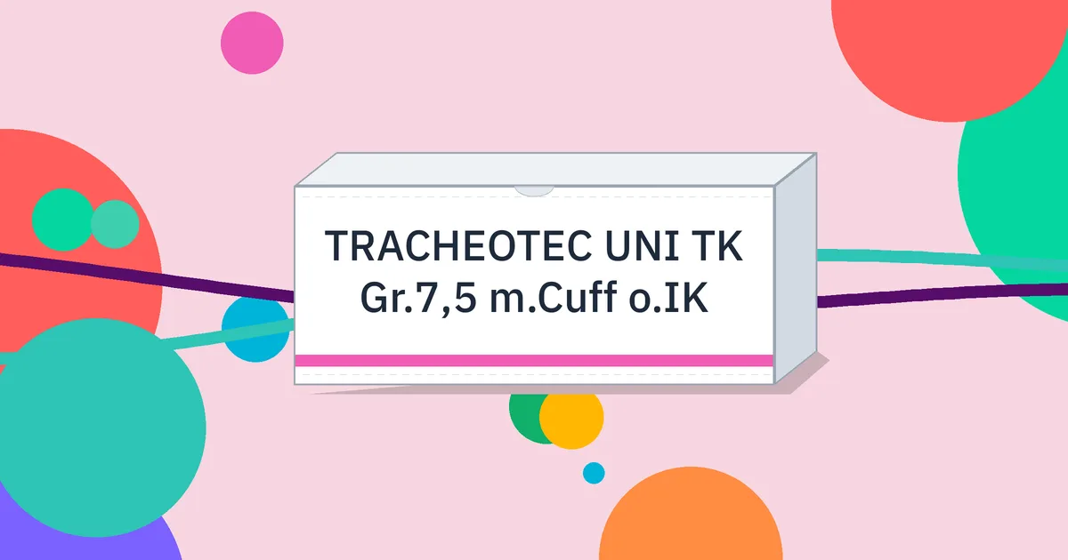 Symbolbild: Packung mit der Aufschrift TRACHEOTEC UNI TK Gr.7,5 m.Cuff o.IK (PZN 02488282) – Verfügbarkeit und Bezug in Apotheken in Frankfurt am Main