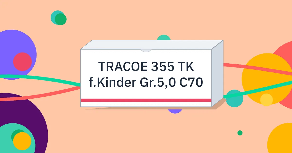 Symbolbild: Packung mit der Aufschrift TRACOE 355 TK f.Kinder Gr.5,0 C70 (PZN 11644410) – Verfügbarkeit und Bezug in Apotheken in Frankfurt am Main