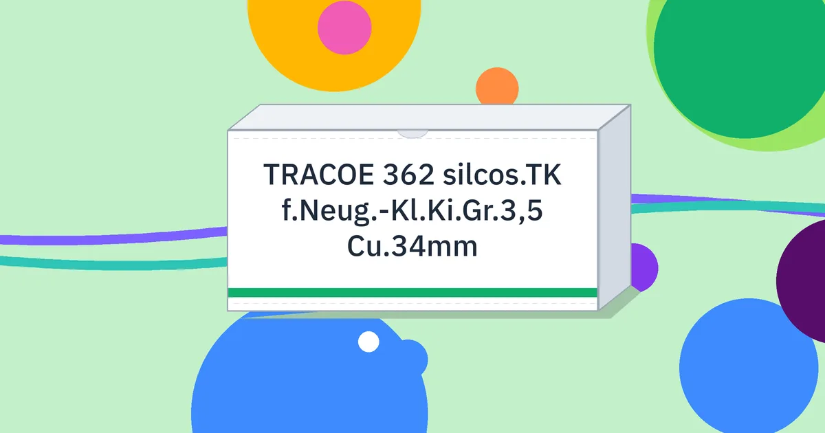 Symbolbild: Packung mit der Aufschrift TRACOE 362 silcos.TK f.Neug.-Kl.Ki.Gr.3,5 Cu.34mm (PZN 14313872) – Verfügbarkeit und Bezug in Apotheken in Frankfurt am Main