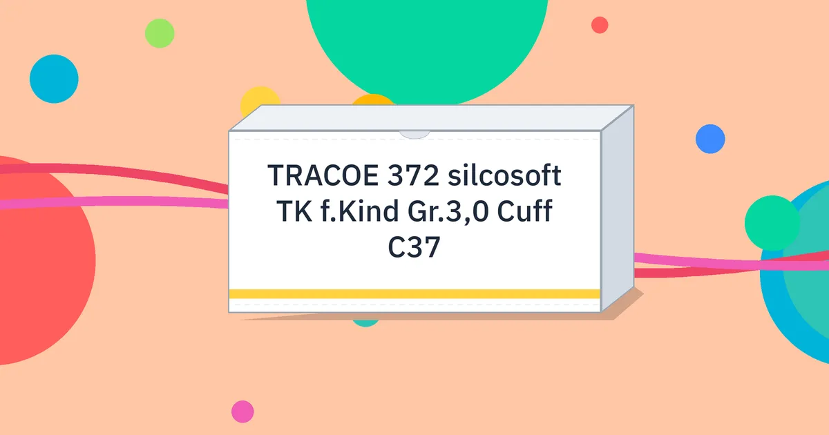Symbolbild: Packung mit der Aufschrift TRACOE 372 silcosoft TK f.Kind Gr.3,0 Cuff C37 (PZN 14316008) – Verfügbarkeit und Bezug in Apotheken in Frankfurt am Main