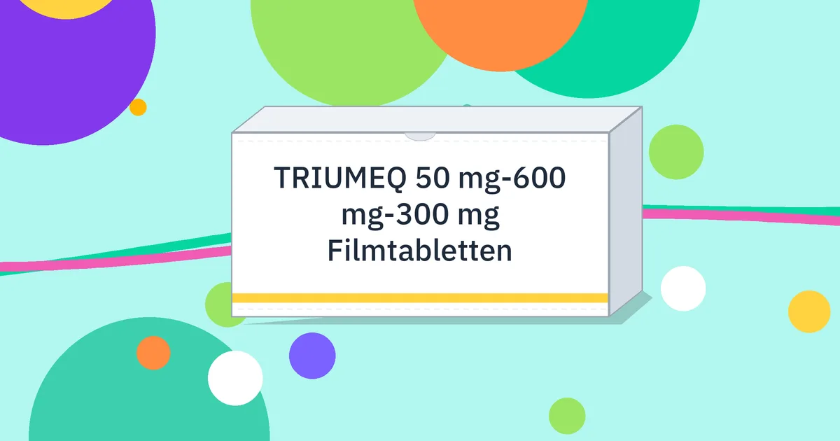 Symbolbild: Packung mit der Aufschrift TRIUMEQ 50 mg-600 mg-300 mg Filmtabletten (PZN 13967962) – Verfügbarkeit und Bezug in Apotheken in Frankfurt am Main
