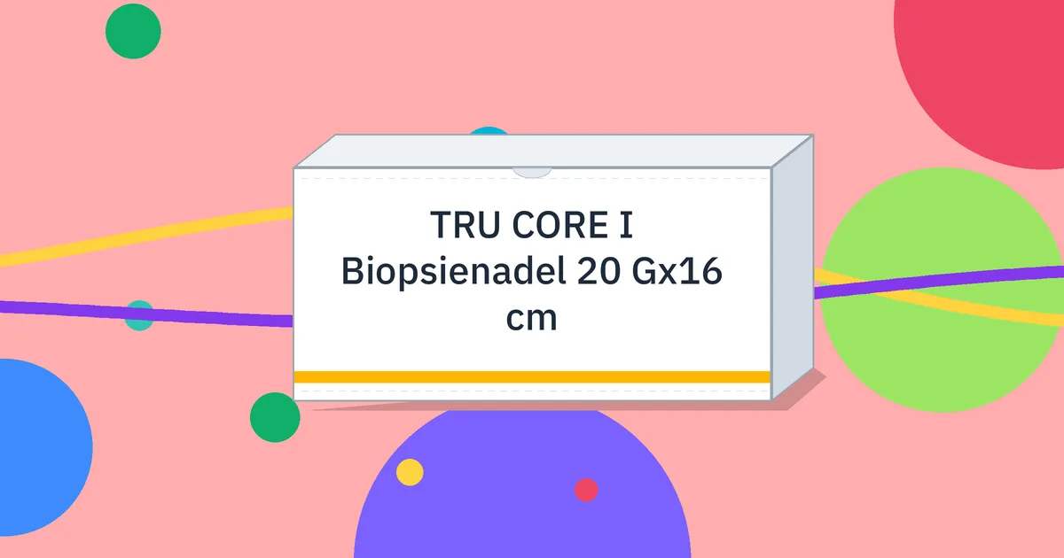 Symbolbild: Packung mit der Aufschrift TRU CORE I Biopsienadel 20 Gx16 cm (PZN 06768759) – Verfügbarkeit und Bezug in Apotheken in Frankfurt am Main