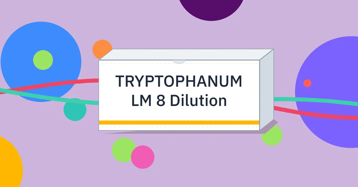 Symbolbild: Packung mit der Aufschrift TRYPTOPHANUM LM 8 Dilution (PZN 13253435) – Verfügbarkeit und Bezug in Apotheken in Frankfurt am Main