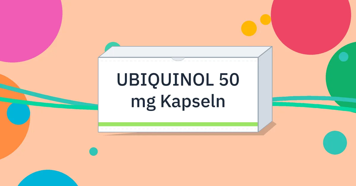 Symbolbild: Packung mit der Aufschrift UBIQUINOL 50 mg Kapseln (PZN 09899686) – Verfügbarkeit und Bezug in Apotheken in Frankfurt am Main