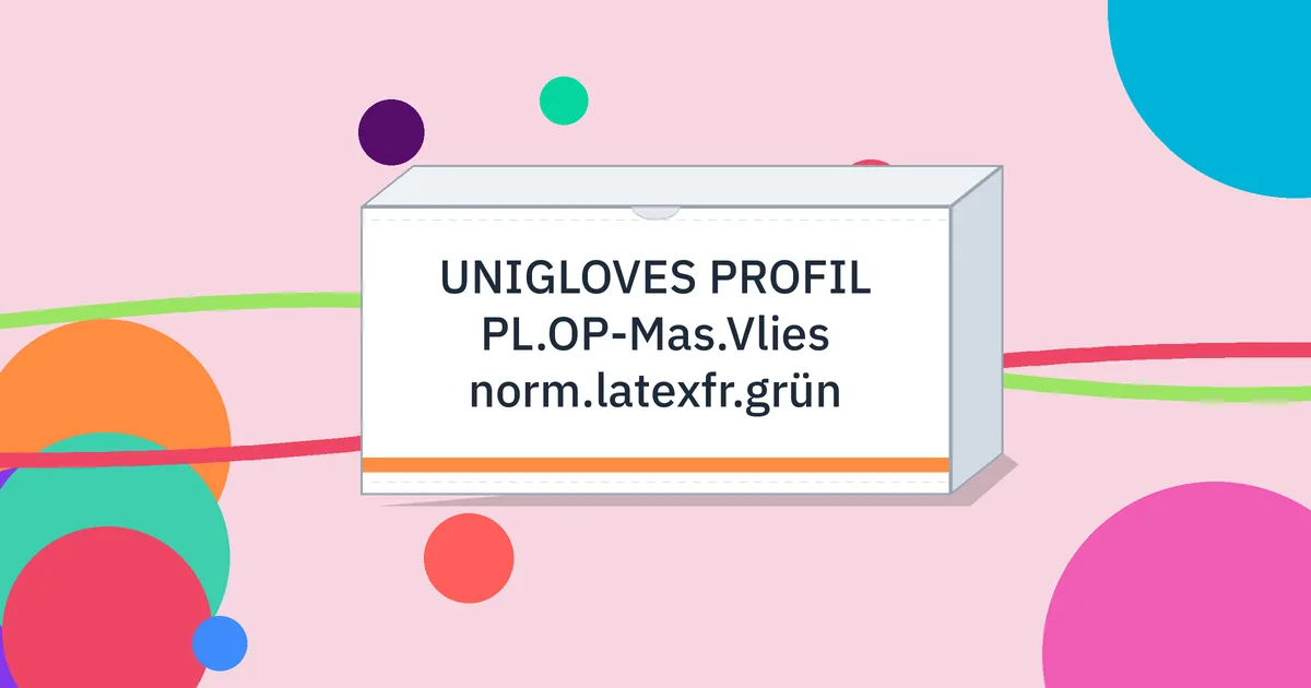 Symbolbild: Packung mit der Aufschrift UNIGLOVES PROFIL PL.OP-Mas.Vlies norm.latexfr.grün (PZN 18176840) – Verfügbarkeit und Bezug in Apotheken in Frankfurt am Main