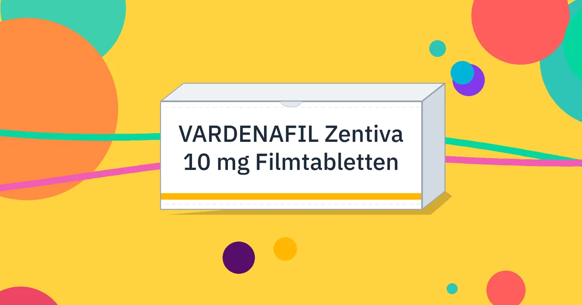 Symbolbild: Packung mit der Aufschrift VARDENAFIL Zentiva 10 mg Filmtabletten (PZN 14212757) – Verfügbarkeit und Bezug in Apotheken in Frankfurt am Main