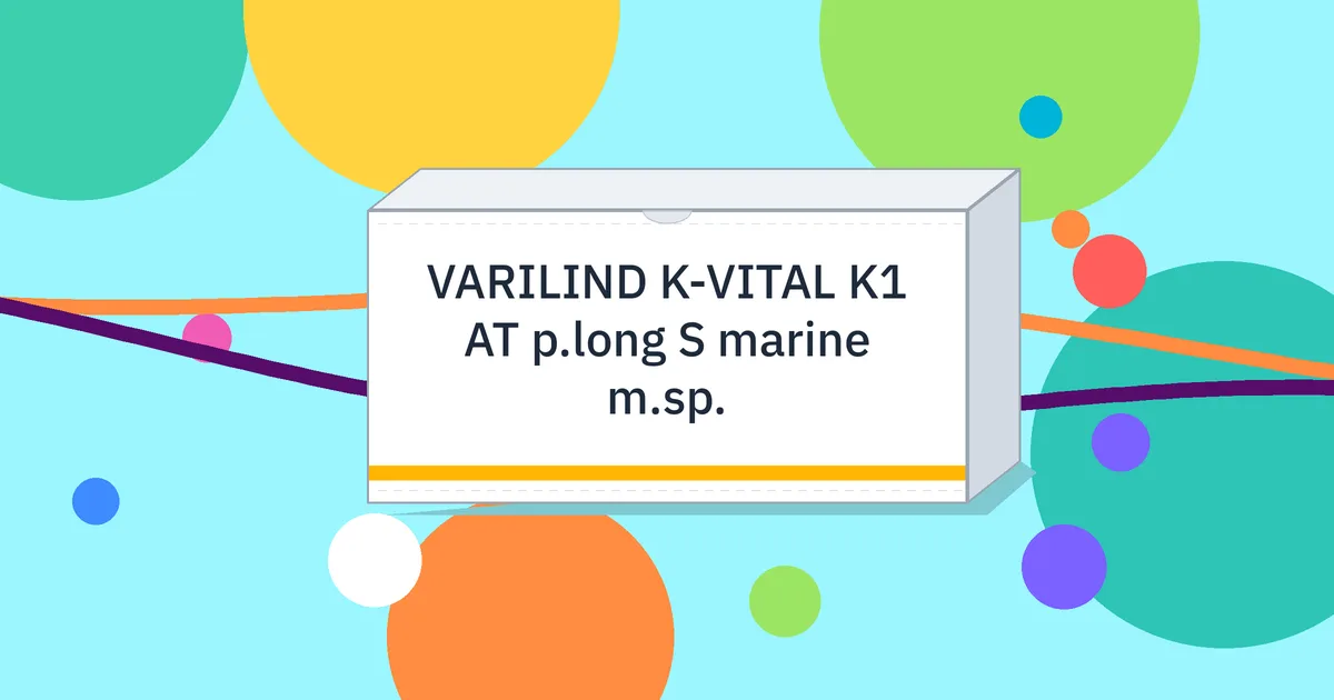 Symbolbild: Packung mit der Aufschrift VARILIND K-VITAL K1 AT p.long S marine m.sp. (PZN 20560066) – Verfügbarkeit und Bezug in Apotheken in Frankfurt am Main