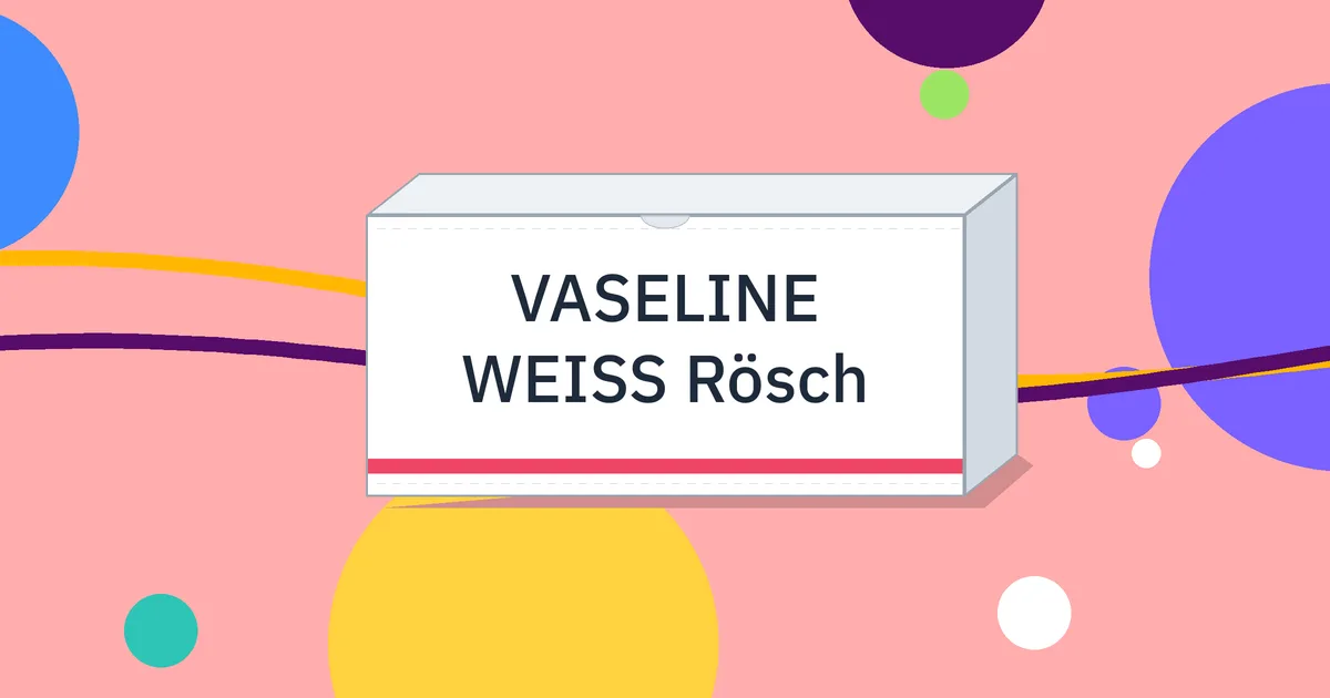 Symbolbild: Packung mit der Aufschrift VASELINE WEISS Rösch (PZN 18257834) – Verfügbarkeit und Bezug in Apotheken in Frankfurt am Main