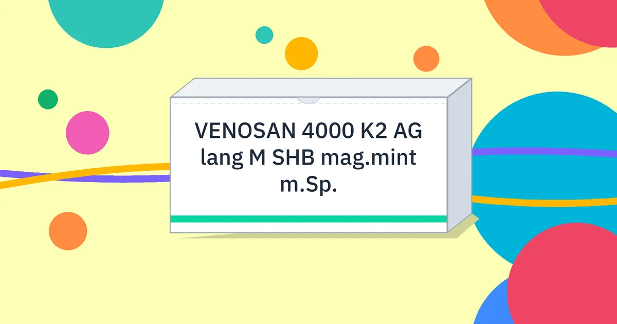 Symbolbild: Packung mit der Aufschrift VENOSAN 4000 K2 AG lang M SHB mag.mint m.Sp. (PZN 19154160) – Verfügbarkeit und Bezug in Apotheken in Frankfurt am Main