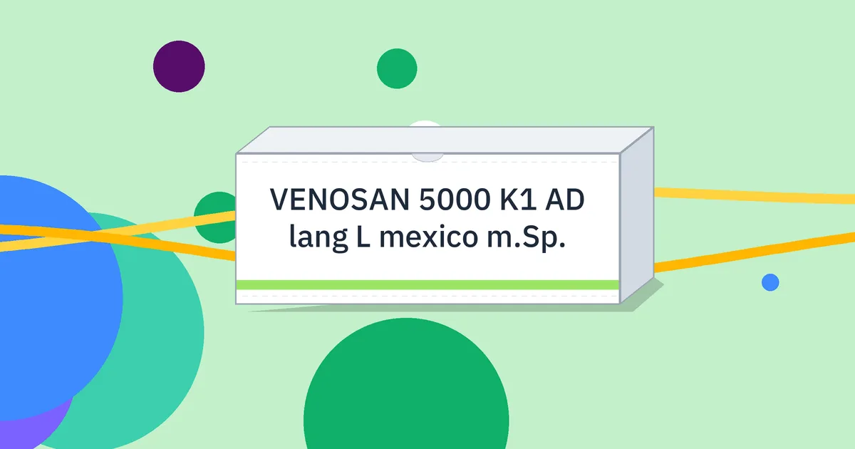 Symbolbild: Packung mit der Aufschrift VENOSAN 5000 K1 AD lang L mexico m.Sp. (PZN 14429155) – Verfügbarkeit und Bezug in Apotheken in Frankfurt am Main