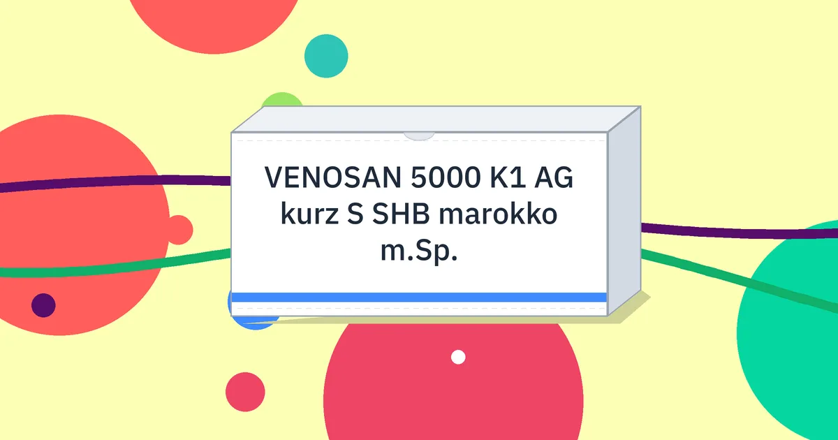 Symbolbild: Packung mit der Aufschrift VENOSAN 5000 K1 AG kurz S SHB marokko m.Sp. (PZN 14431407) – Verfügbarkeit und Bezug in Apotheken in Frankfurt am Main
