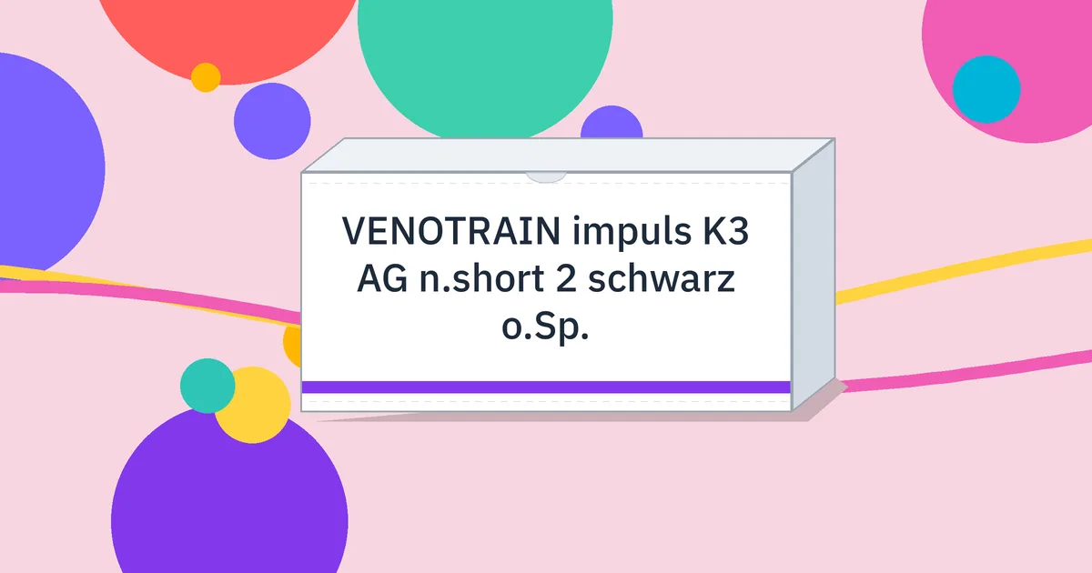 Symbolbild: Packung mit der Aufschrift VENOTRAIN impuls K3 AG n.short 2 schwarz o.Sp. (PZN 00500091) – Verfügbarkeit und Bezug in Apotheken in Frankfurt am Main