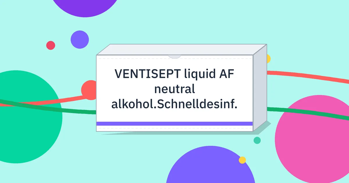 Symbolbild: Packung mit der Aufschrift VENTISEPT liquid AF neutral alkohol.Schnelldesinf. (PZN 10921681) – Verfügbarkeit und Bezug in Apotheken in Frankfurt am Main