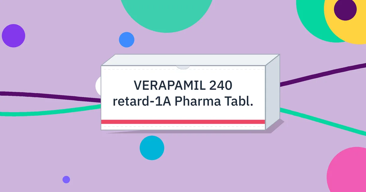 Symbolbild: Packung mit der Aufschrift VERAPAMIL 240 retard-1A Pharma Tabl. (PZN 04129535) – Verfügbarkeit und Bezug in Apotheken in Frankfurt am Main