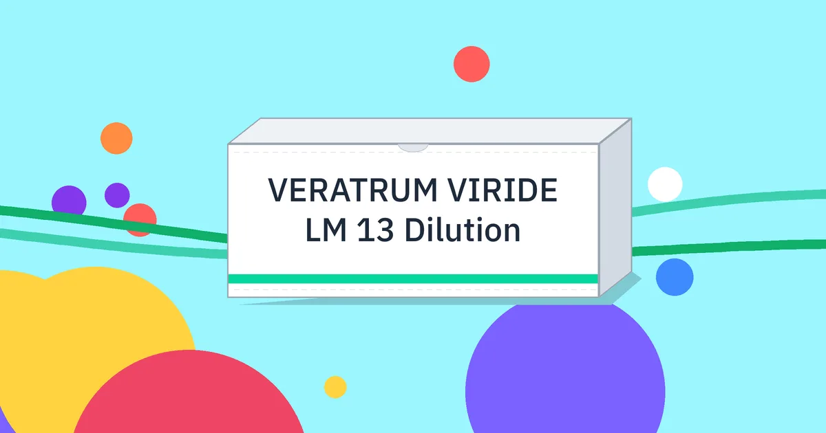 Symbolbild: Packung mit der Aufschrift VERATRUM VIRIDE LM 13 Dilution (PZN 13265272) – Verfügbarkeit und Bezug in Apotheken in Frankfurt am Main