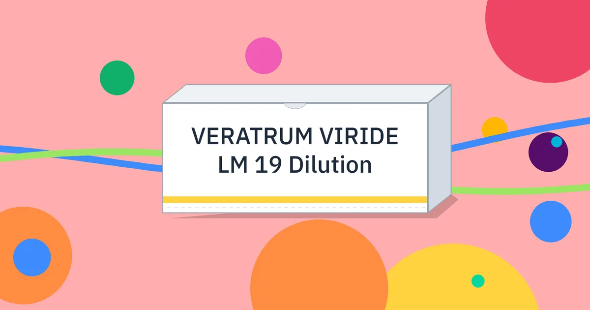 Symbolbild: Packung mit der Aufschrift VERATRUM VIRIDE LM 19 Dilution (PZN 13265378) – Verfügbarkeit und Bezug in Apotheken in Frankfurt am Main
