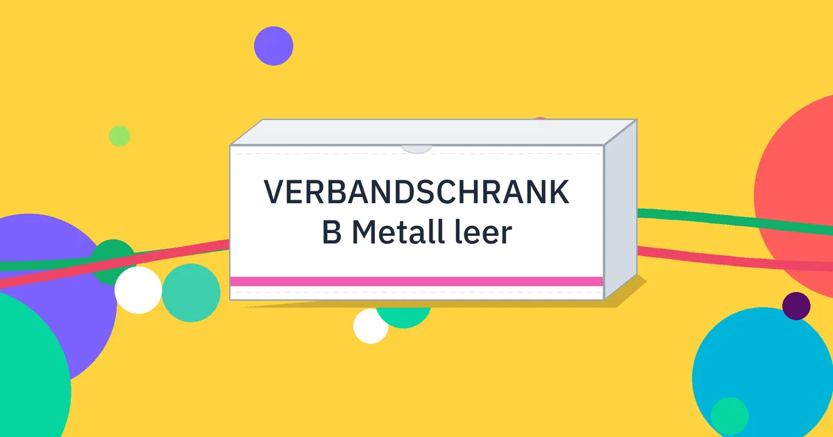 Symbolbild: Packung mit der Aufschrift VERBANDSCHRANK B Metall leer (PZN 12491500) – Verfügbarkeit und Bezug in Apotheken in Frankfurt am Main