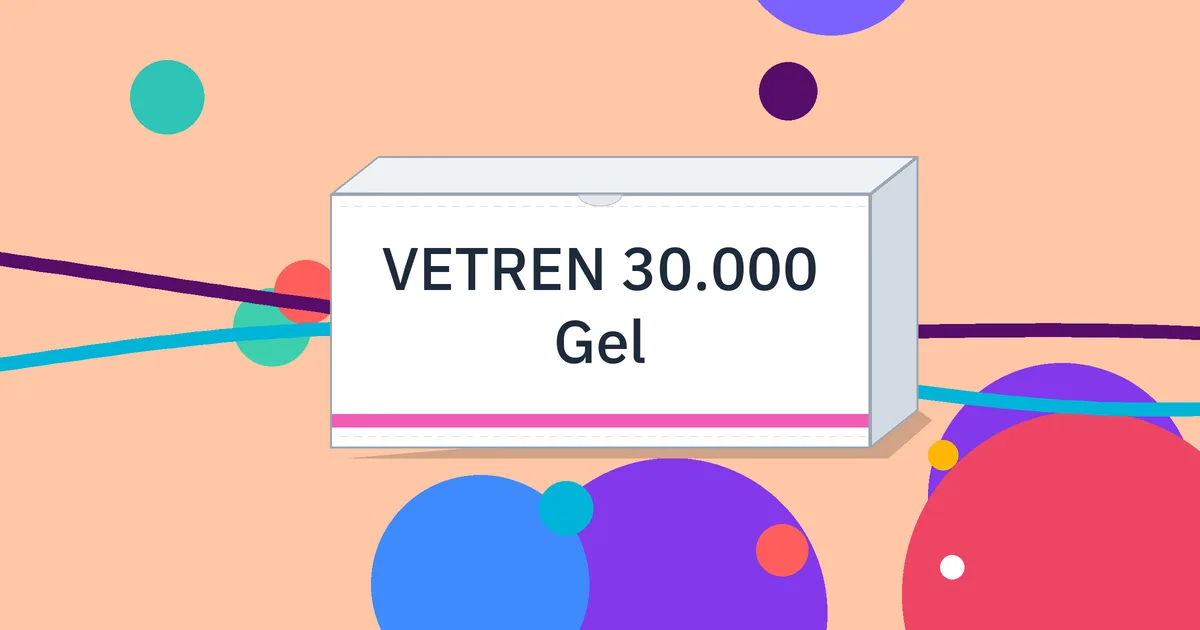 Symbolbild: Packung mit der Aufschrift VETREN 30.000 Gel (PZN 03112596) – Verfügbarkeit und Bezug in Apotheken in Frankfurt am Main