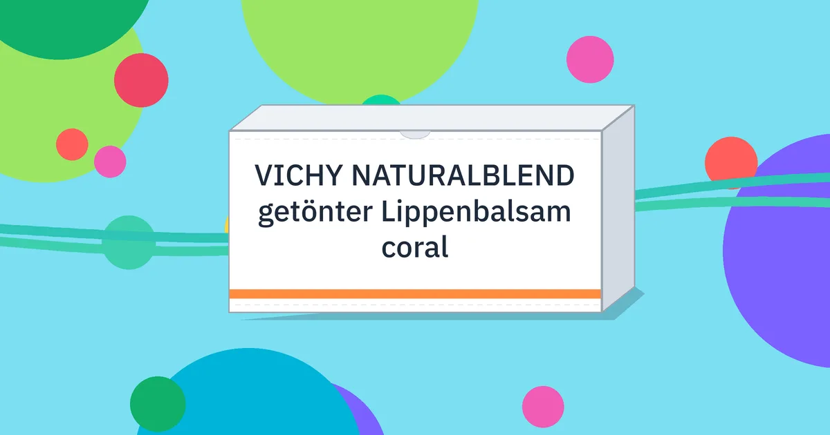 Symbolbild: Packung mit der Aufschrift VICHY NATURALBLEND getönter Lippenbalsam coral (PZN 15236300) – Verfügbarkeit und Bezug in Apotheken in Frankfurt am Main