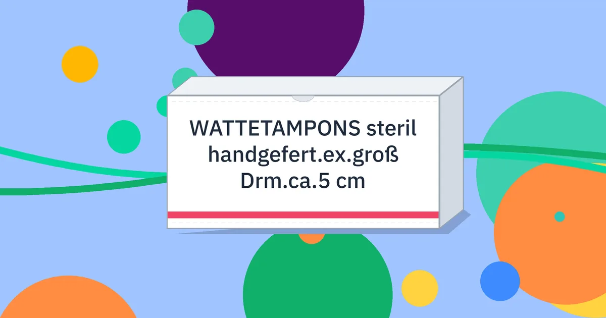 Symbolbild: Packung mit der Aufschrift WATTETAMPONS steril handgefert.ex.groß Drm.ca.5 cm (PZN 09076134) – Verfügbarkeit und Bezug in Apotheken in Frankfurt am Main