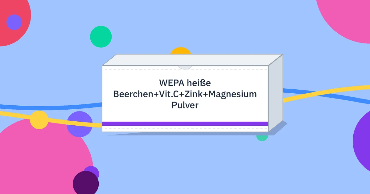 Symbolbild: Packung mit der Aufschrift WEPA heiße Beerchen+Vit.C+Zink+Magnesium Pulver (PZN 18336918) – Verfügbarkeit und Bezug in Apotheken in Frankfurt am Main