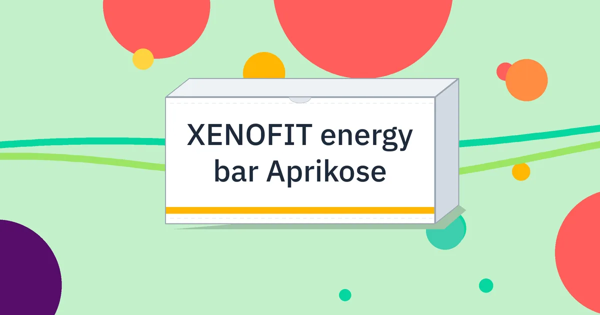 Symbolbild: Packung mit der Aufschrift XENOFIT energy bar Aprikose (PZN 14439952) – Verfügbarkeit und Bezug in Apotheken in Frankfurt am Main