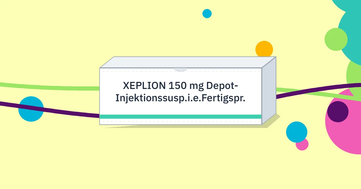 Symbolbild: Packung mit der Aufschrift XEPLION 150 mg Depot-Injektionssusp.i.e.Fertigspr. (PZN 11342548) – Verfügbarkeit und Bezug in Apotheken in Frankfurt am Main