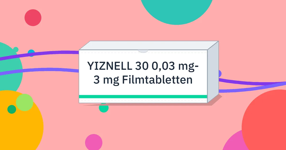Symbolbild: Packung mit der Aufschrift YIZNELL 30 0,03 mg-3 mg Filmtabletten (PZN 10713238) – Verfügbarkeit und Bezug in Apotheken in Frankfurt am Main