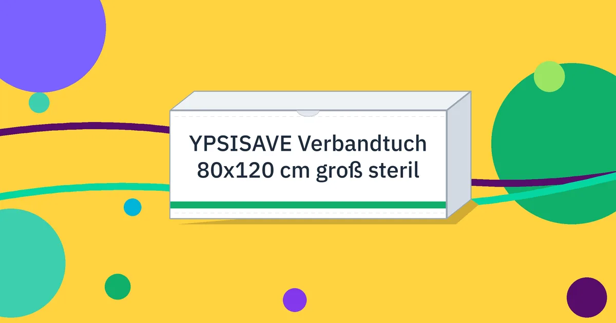 Symbolbild: Packung mit der Aufschrift YPSISAVE Verbandtuch 80x120 cm groß steril (PZN 20364767) – Verfügbarkeit und Bezug in Apotheken in Frankfurt am Main