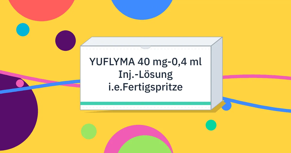 Symbolbild: Packung mit der Aufschrift YUFLYMA 40 mg-0,4 ml Inj.-Lösung i.e.Fertigspritze (PZN 16847721) – Verfügbarkeit und Bezug in Apotheken in Frankfurt am Main