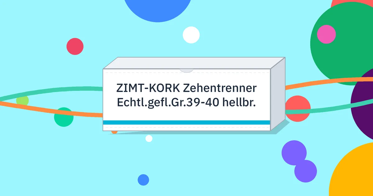 Symbolbild: Packung mit der Aufschrift ZIMT-KORK Zehentrenner Echtl.gefl.Gr.39-40 hellbr. (PZN 19728661) – Verfügbarkeit und Bezug in Apotheken in Frankfurt am Main