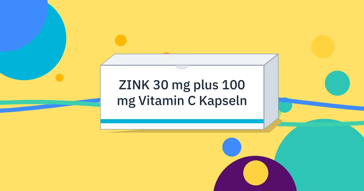 Symbolbild: Packung mit der Aufschrift ZINK 30 mg plus 100 mg Vitamin C Kapseln (PZN 15738496) – Verfügbarkeit und Bezug in Apotheken in Frankfurt am Main