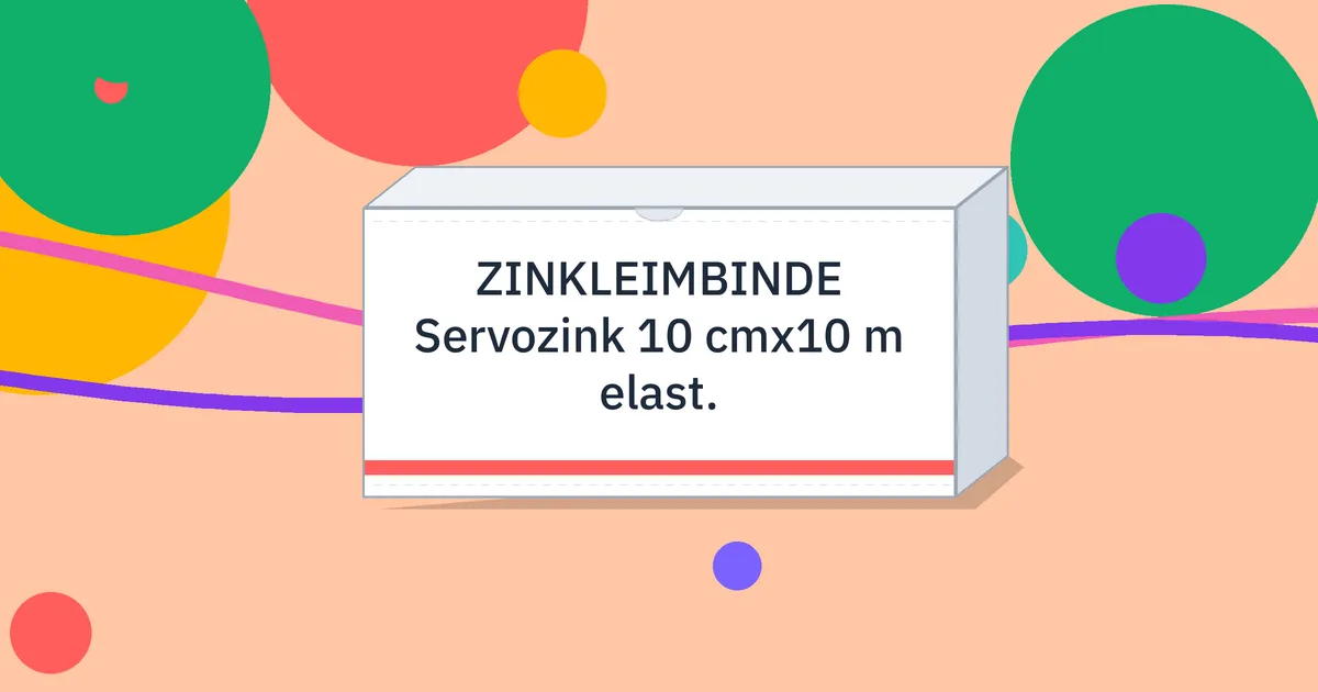 Symbolbild: Packung mit der Aufschrift ZINKLEIMBINDE Servozink 10 cmx10 m elast. (PZN 03916863) – Verfügbarkeit und Bezug in Apotheken in Frankfurt am Main
