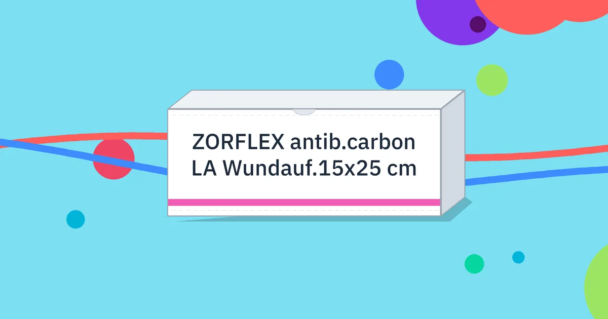 Symbolbild: Packung mit der Aufschrift ZORFLEX antib.carbon LA Wundauf.15x25 cm (PZN 18202193) – Verfügbarkeit und Bezug in Apotheken in Frankfurt am Main