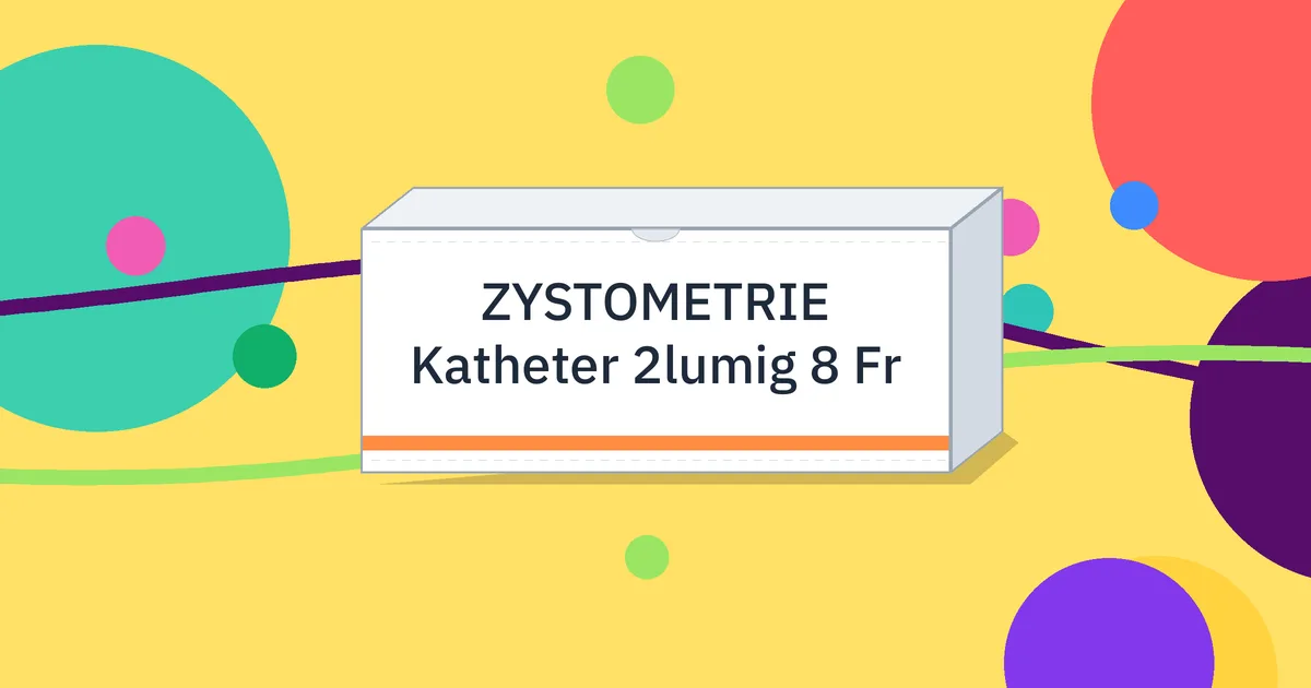 Symbolbild: Packung mit der Aufschrift ZYSTOMETRIE Katheter 2lumig 8 Fr (PZN 16672061) – Verfügbarkeit und Bezug in Apotheken in Frankfurt am Main
