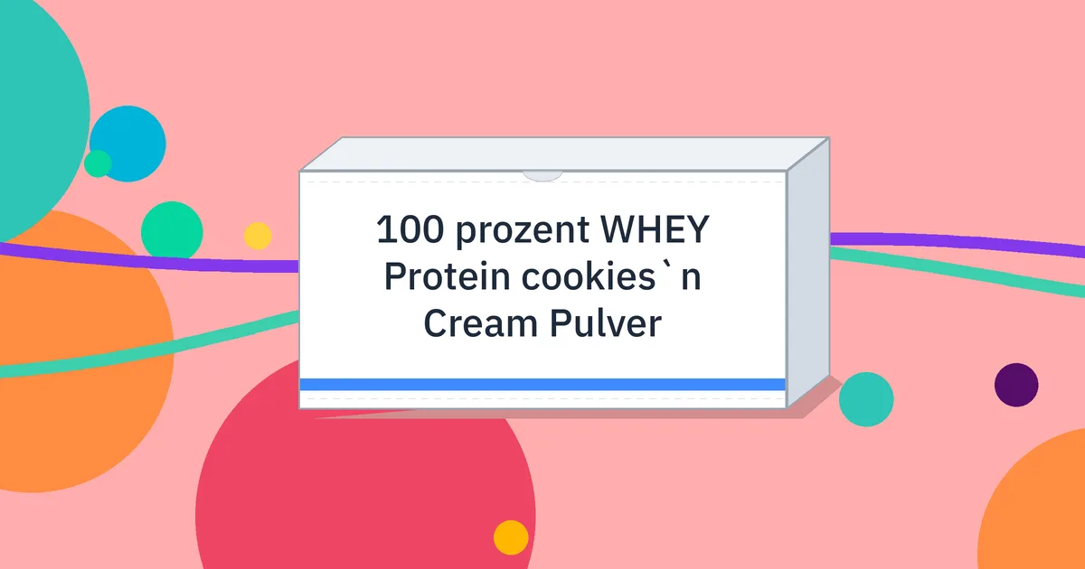 Symbolbild: Packung mit der Aufschrift 100 prozent WHEY Protein cookies`n Cream Pulver (PZN 12422002) – Verfügbarkeit und Bezug in Apotheken in Frankfurt am Main