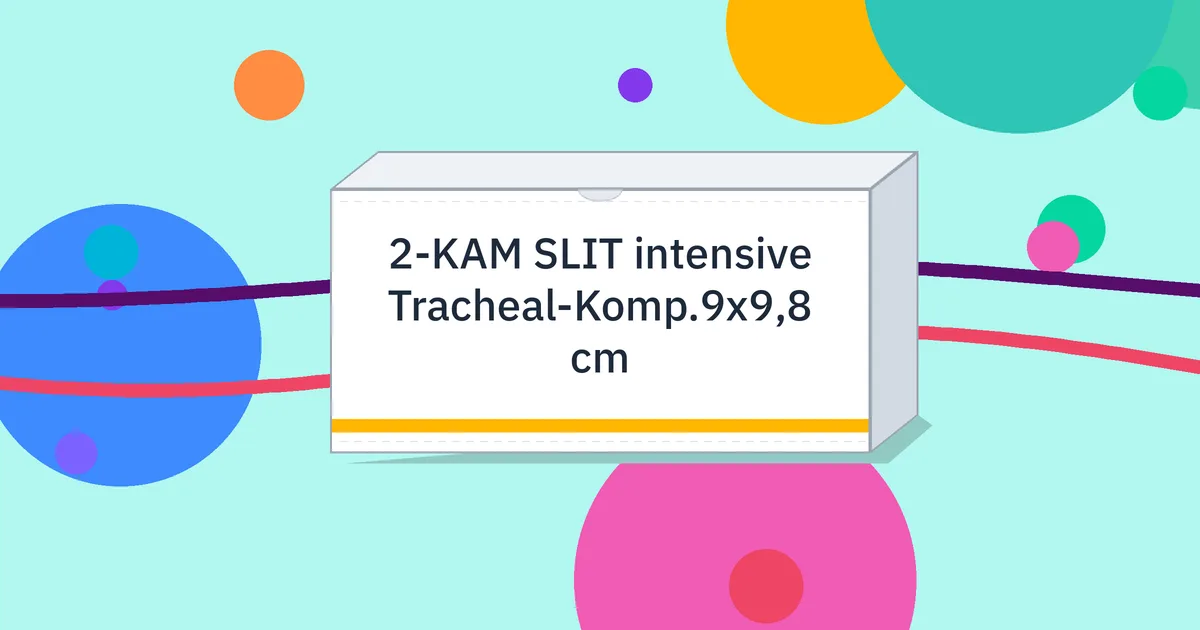 Symbolbild: Packung mit der Aufschrift 2-KAM SLIT intensive Tracheal-Komp.9x9,8 cm (PZN 15321000) – Verfügbarkeit und Bezug in Apotheken in Frankfurt am Main