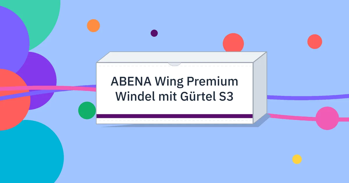 Symbolbild: Packung mit der Aufschrift ABENA Wing Premium Windel mit Gürtel S3 (PZN 17468747) – Verfügbarkeit und Bezug in Apotheken in Frankfurt am Main