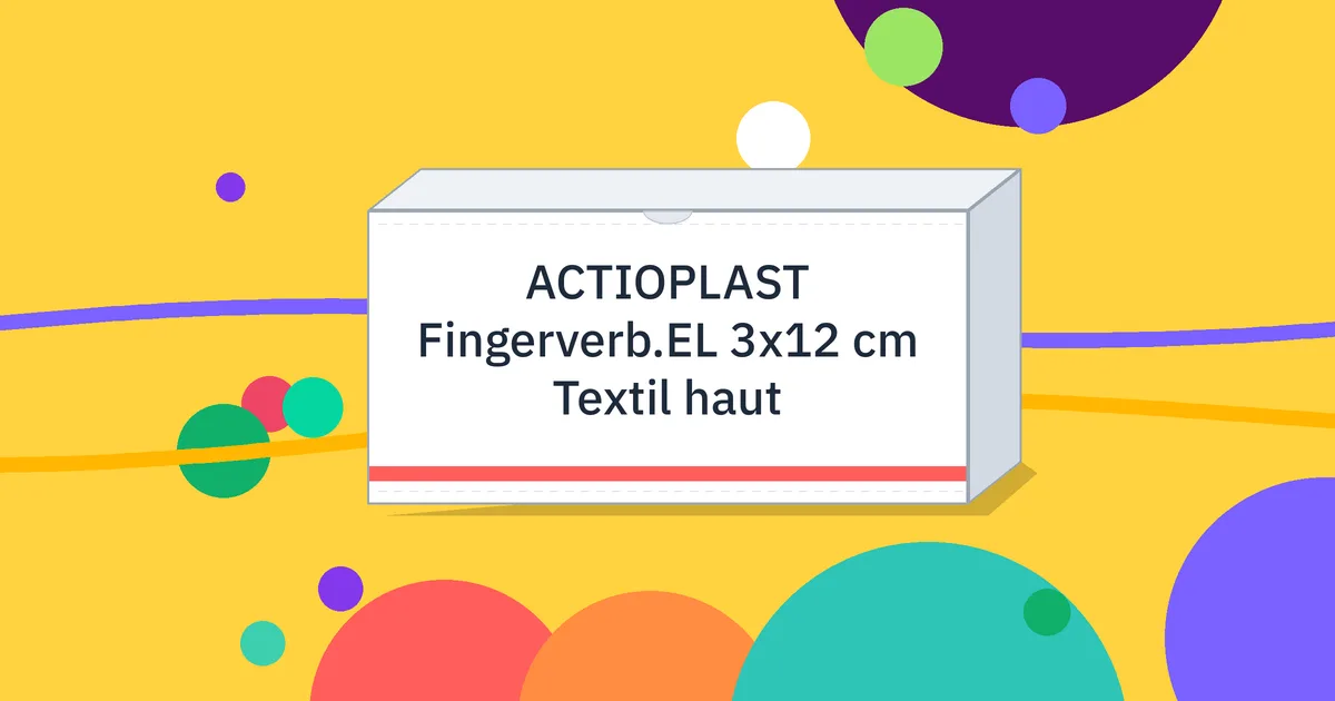Symbolbild: Packung mit der Aufschrift ACTIOPLAST Fingerverb.EL 3x12 cm Textil haut (PZN 05904982) – Verfügbarkeit und Bezug in Apotheken in Frankfurt am Main