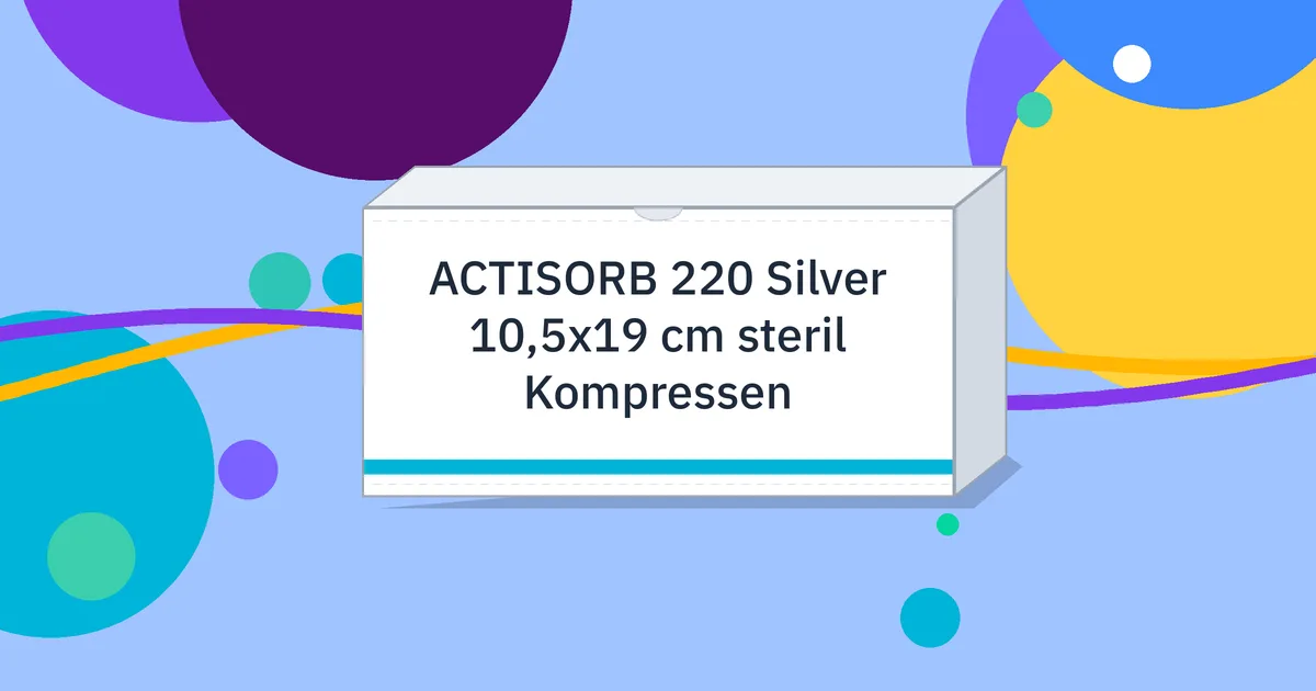 Symbolbild: Packung mit der Aufschrift ACTISORB 220 Silver 10,5x19 cm steril Kompressen (PZN 16044927) – Verfügbarkeit und Bezug in Apotheken in Frankfurt am Main