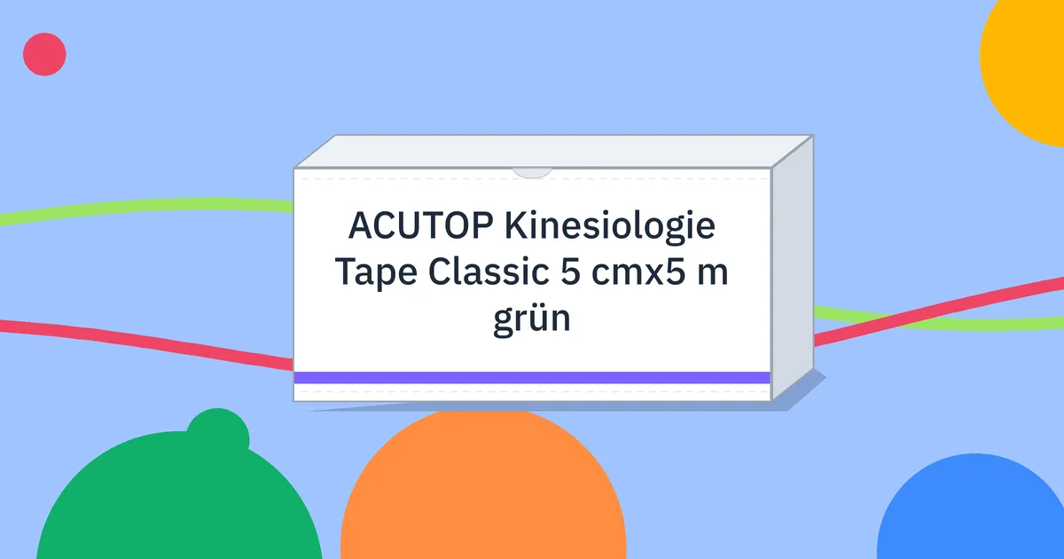Symbolbild: Packung mit der Aufschrift ACUTOP Kinesiologie Tape Classic 5 cmx5 m grün (PZN 14180098) – Verfügbarkeit und Bezug in Apotheken in Frankfurt am Main