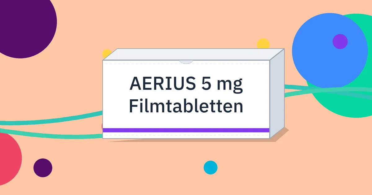 Symbolbild: Packung mit der Aufschrift AERIUS 5 mg Filmtabletten (PZN 03812796) – Verfügbarkeit und Bezug in Apotheken in Frankfurt am Main